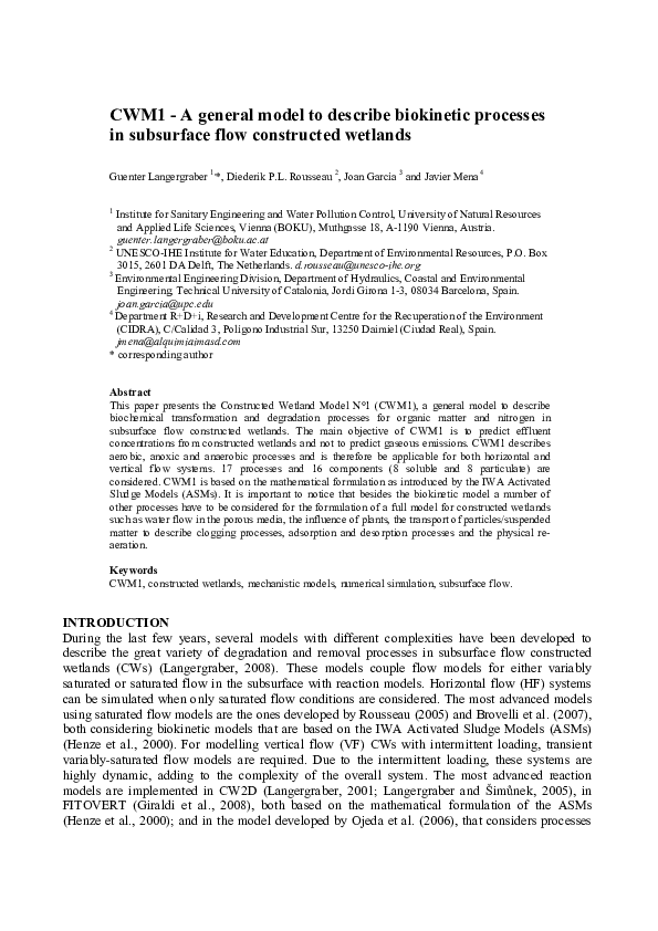 (PDF) CWM 1: a general model to describe biokinetic processes in ...