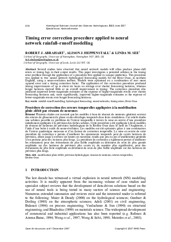 (PDF) Timing error correction procedure applied to neural network ... (PDF) Timing error correction procedure applied to neural network ...