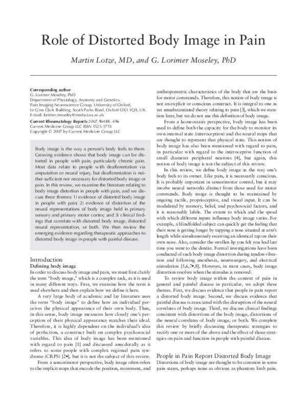 (PDF) Role of distorted body image in pain