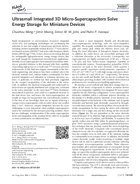 (PDF) Ultrasmall Integrated 3D Micro-Supercapacitors Solve Energy ...