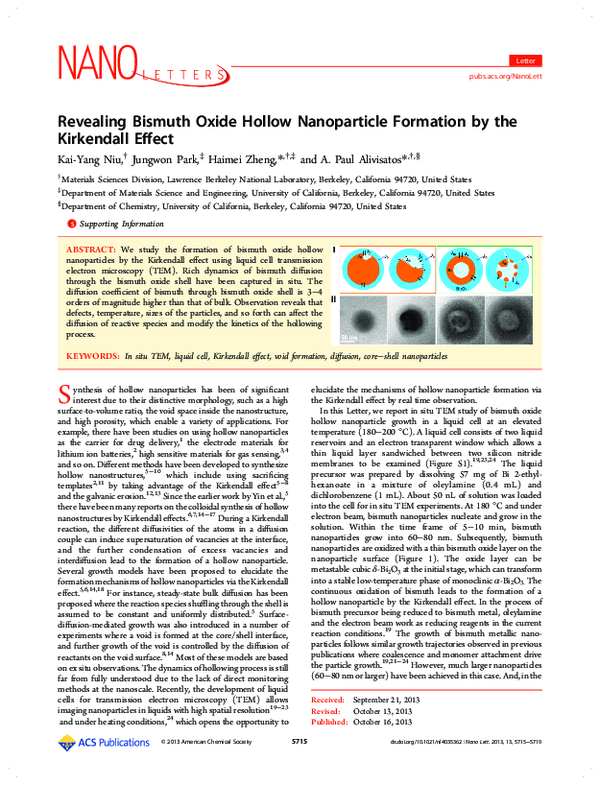 (PDF) Revealing Bismuth Oxide Hollow Nanoparticle Formation by the ...