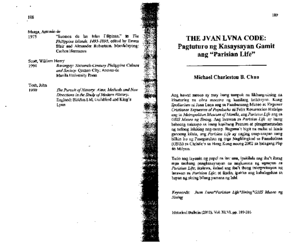 (PDF) THE JVAN LUNA CODE: Pagtuturo ng Kasaysayan Gamit ang Parisian Life