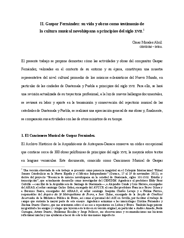 (PDF) Omar Morales Abril, “Gaspar Fernández: su vida y obras como ...