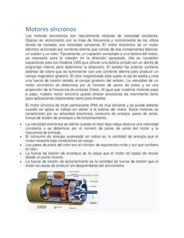 (DOC) Motores síncronos Los motores sincrónicos