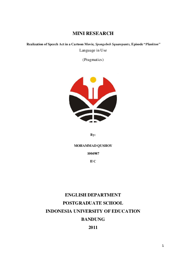 (PDF) Realization of speech act in a Cartoon movie-Mini Reseach