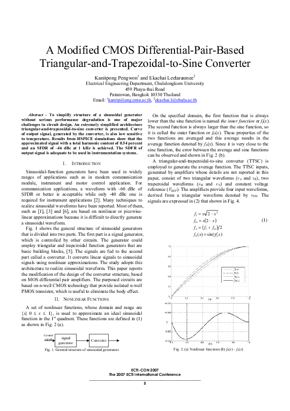 (PDF) A Modified CMOS Differential-Pair-Based Triangular-and ...