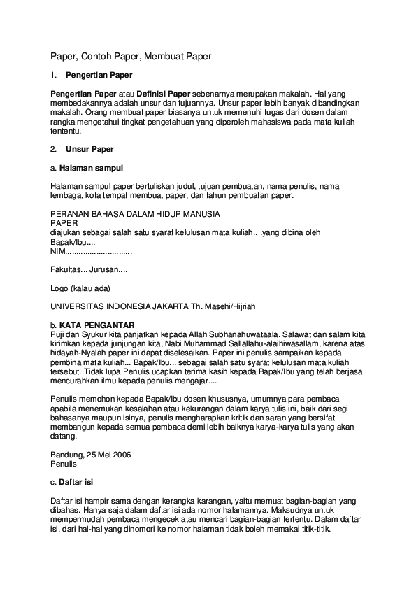 (DOC) Paper, Contoh Paper, Membuat Paper