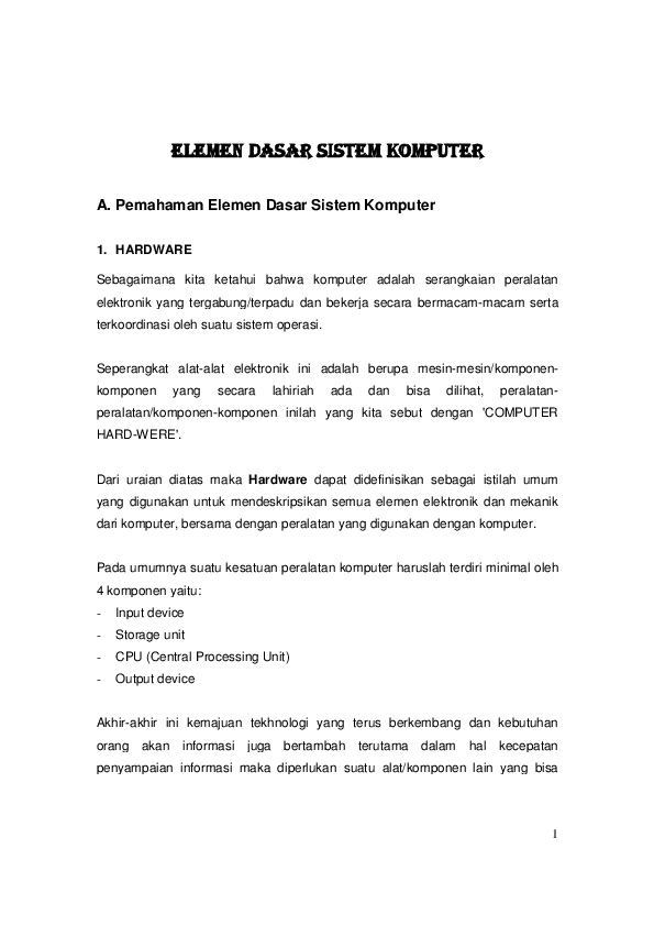 (PDF) Elemen Dasar Sistem Komputer