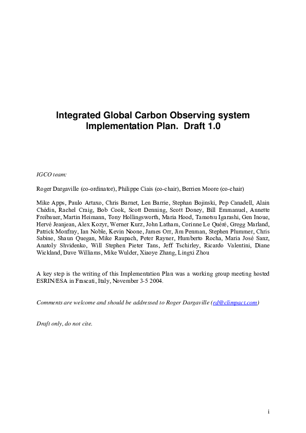 (PDF) Integrated Global Carbon Observing system Implementation Plan ...