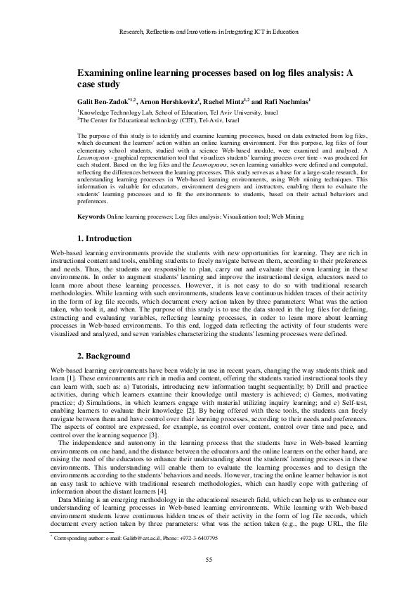 (PDF) Examining online learning processes based on log files analysis ...