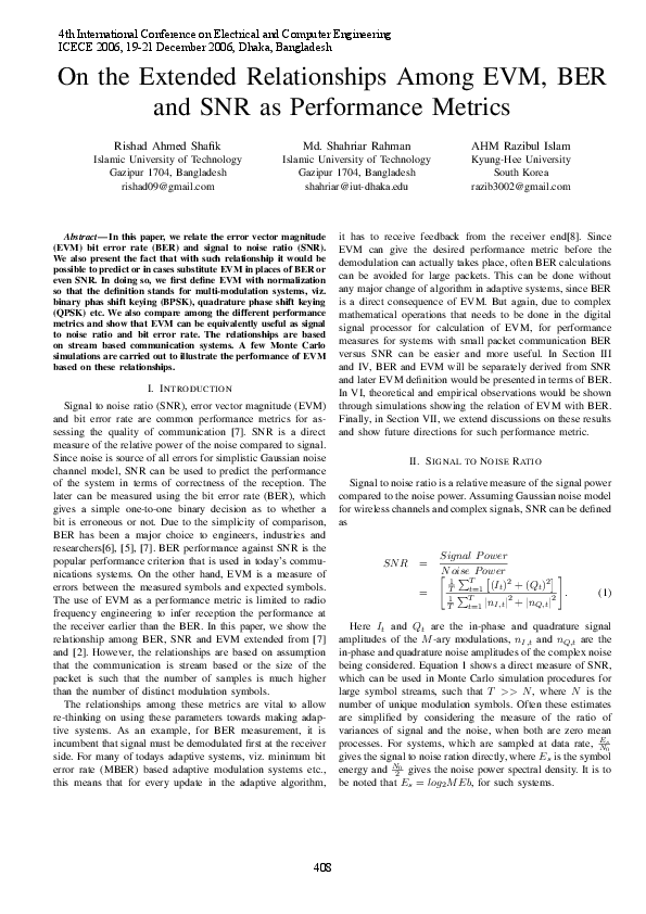 (PDF) On the extended relationships among EVM, BER and SNR as ...