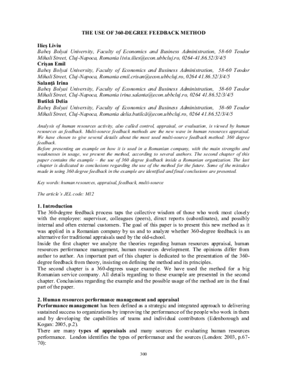 (PDF) The Use Of 360-Degree Feedback Method