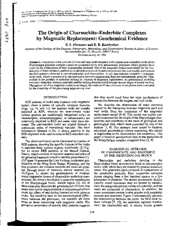 (PDF) The Origin of Charnockite-Enderbite Complexes by Magmatic ...