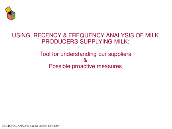 (PPT) Recency Frequency Matrix (RFM) Analysis for milk producers