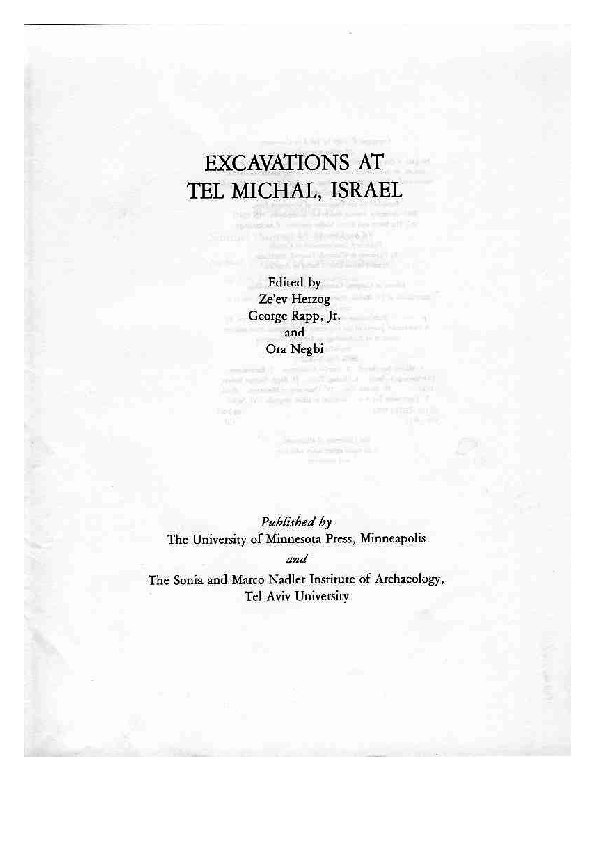 (PDF) Iron Age Pottery (Strata XIV-XII). In: Herzog, Z. Rapp, G.Jr. and ...