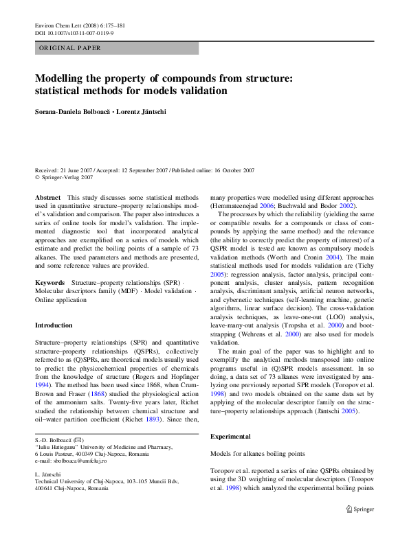 (PDF) Modelling the property of compounds from structure: statistical ...