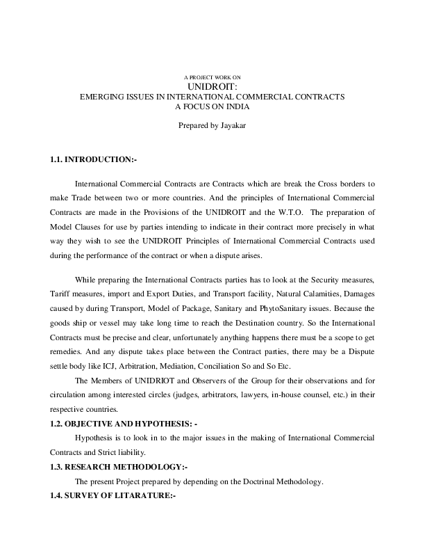 (PDF) International Commercial Contracts Under UNIDROIT...