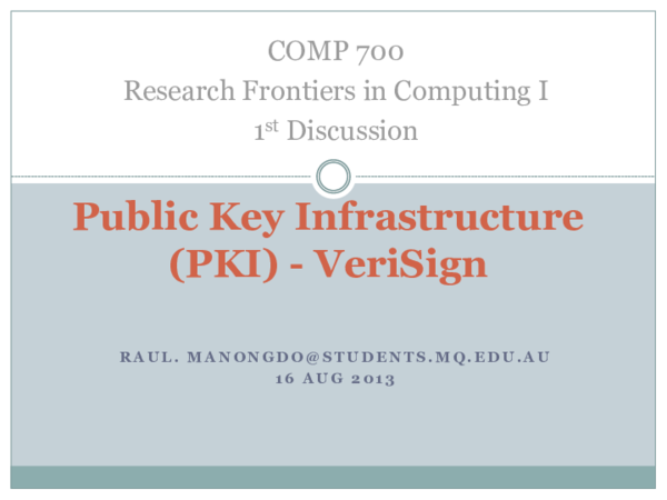 (PPT) Public Key Infrastructure - VeriSign