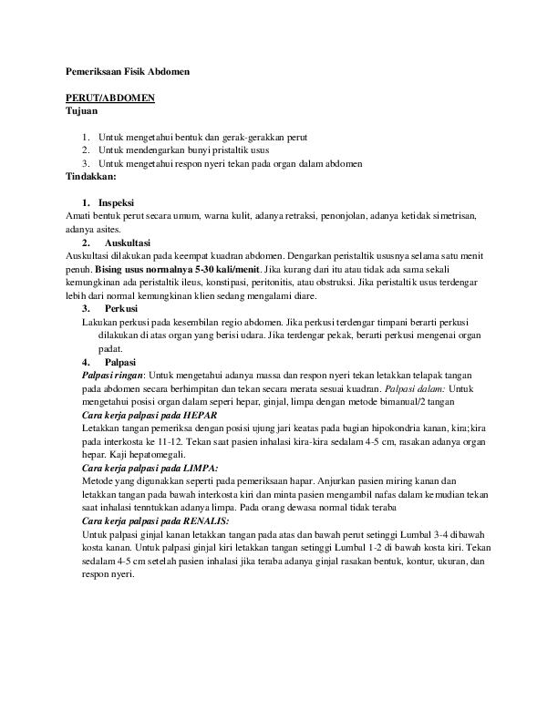 (DOC) Pemeriksaan Fisik Abdomen PERUT/ABDOMEN