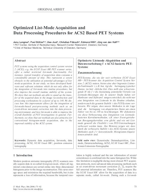 (PDF) Optimized list-mode acquisition and data processing procedures ...