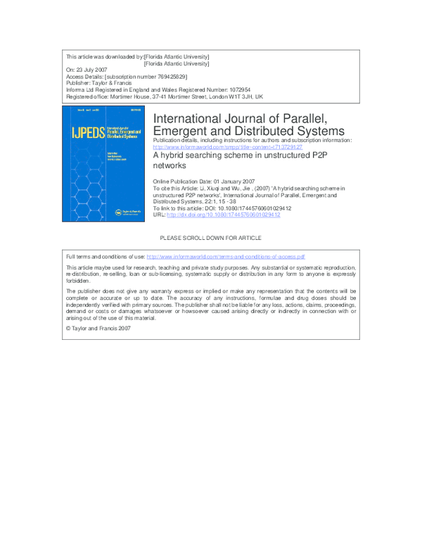 (PDF) A Hybrid Searching Scheme in Unstructured P2P Networks