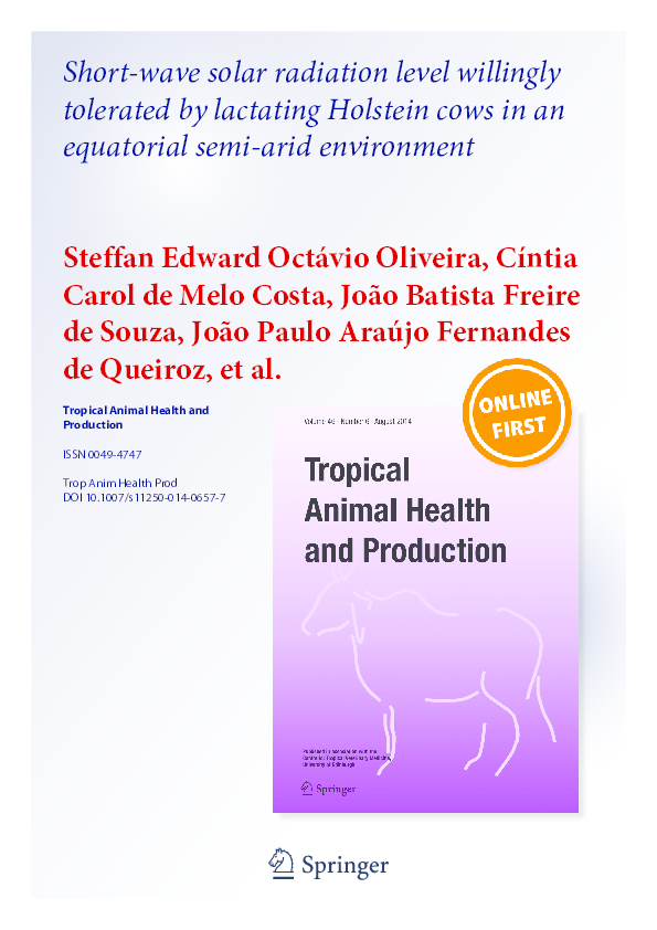 (PDF) Short-wave solar radiation level willingly tolerated by lactating ...