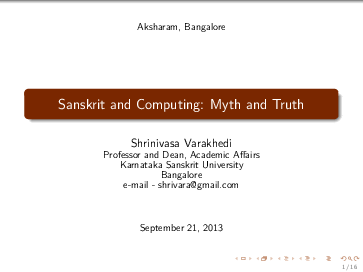 (PDF) Sanskrit and Computers - A presentation