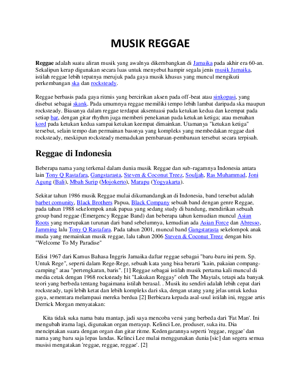 (DOC) MUSIK REGGAE
