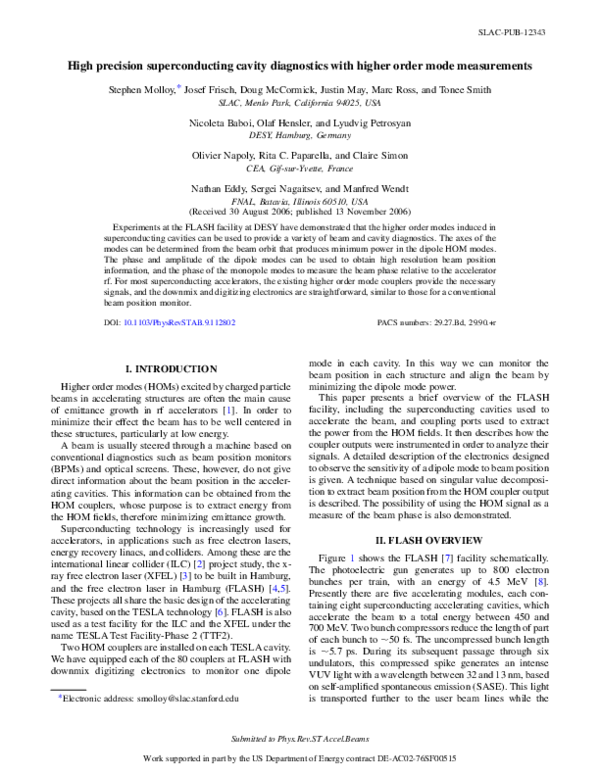Pdf High Precision Superconducting Cavity Diagnostics With Higher