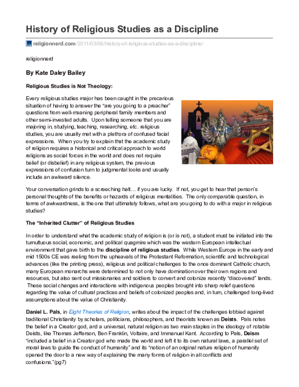 (PDF) History of Religious Studies as a Discipline
