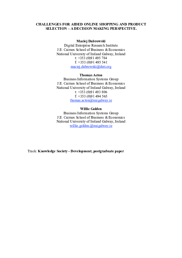 (PDF) Challenges for aided online shopping and product selection-a ...
