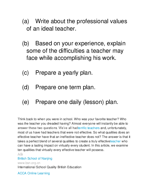 (DOC) Write about the professional values of an ideal teacher final