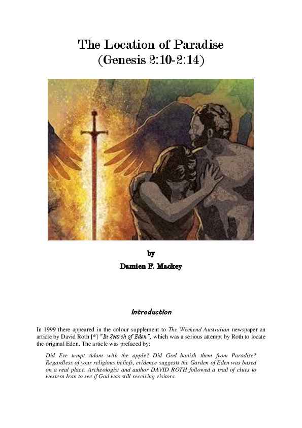 (DOC) The Location of Paradise (Genesis 2:10-2:14). Part One.