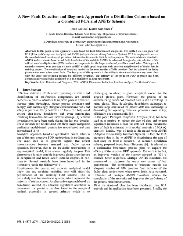 (PDF) A New Fault Detection and Diagnosis Approach for a Distillation Column based on a Combined ...