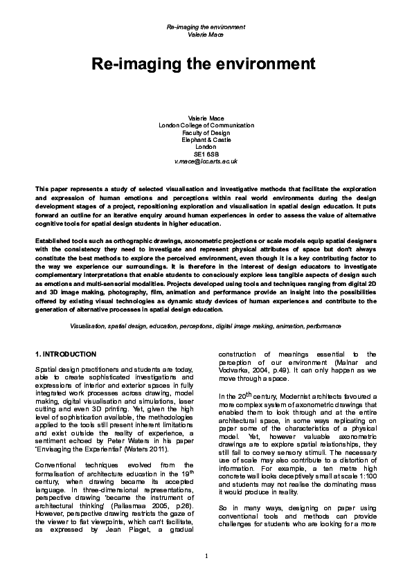 (PDF) Re-imaging the environment