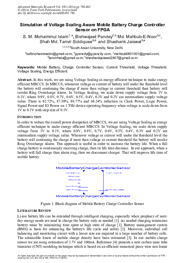 (PDF) Simulation of Voltage Scaling Aware Mobile Battery Charge Controller Sensor on FPGA