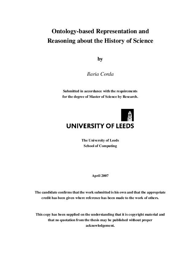 (PDF) Ontology-based representation and reasoning about the history of science