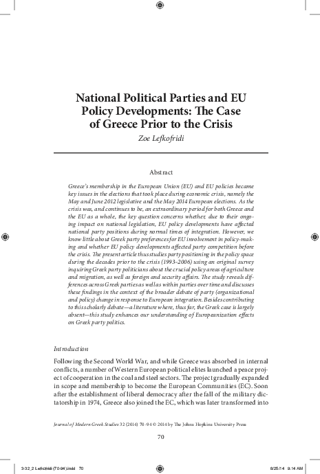 (PDF) National Political Parties and EU Policy Developments: The Case ...
