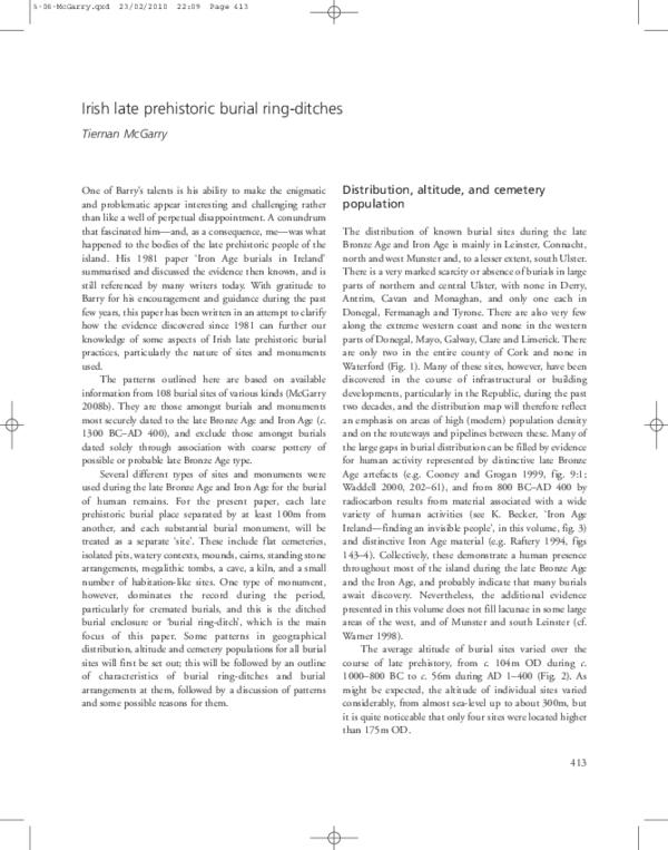(PDF) McGarry, T. (2009) Irish Late Prehistoric Burial Ringditches. In ...