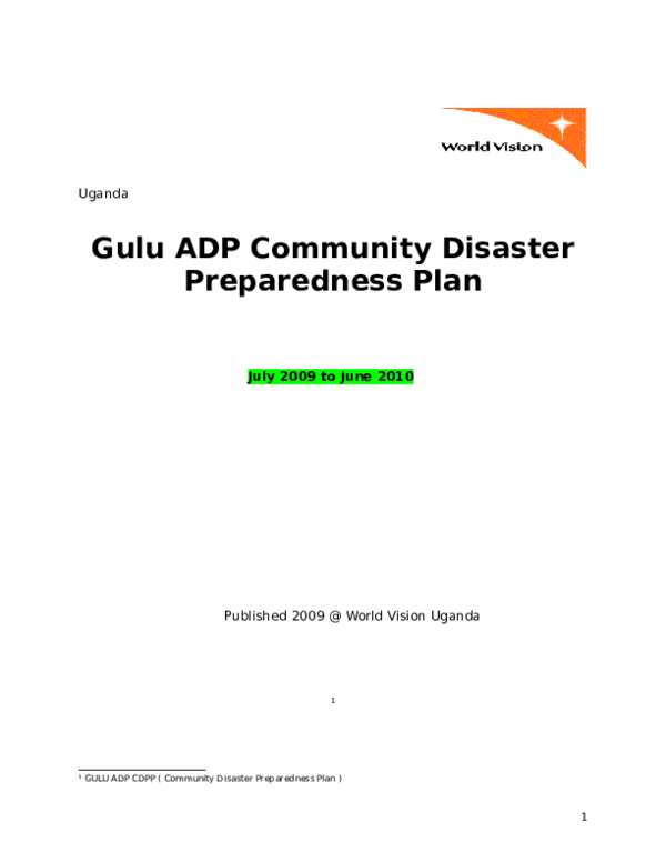 (DOC) Community Disaster Preparedness Plan