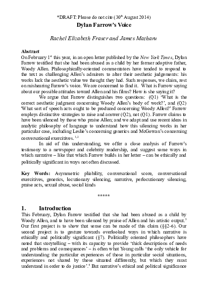 (DOC) Dylan Farrow's Voice [with Rachel Elizabeth Fraser]