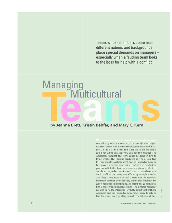 (PDF) Managing Multicultural Teams