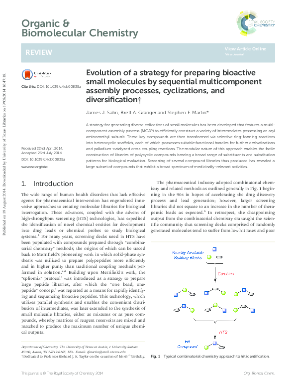 Evolution Of A Strategy For Preparing Bioactive Small Molecules By