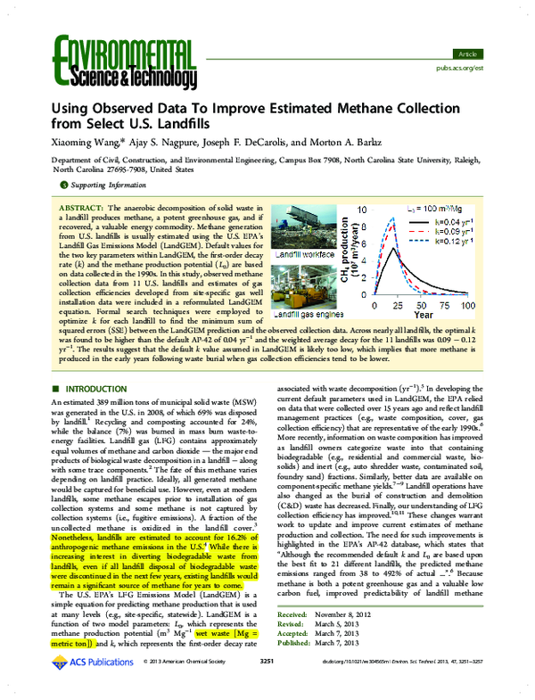 (PDF) Using Observed Data To Improve Estimated Methane Collection from ...