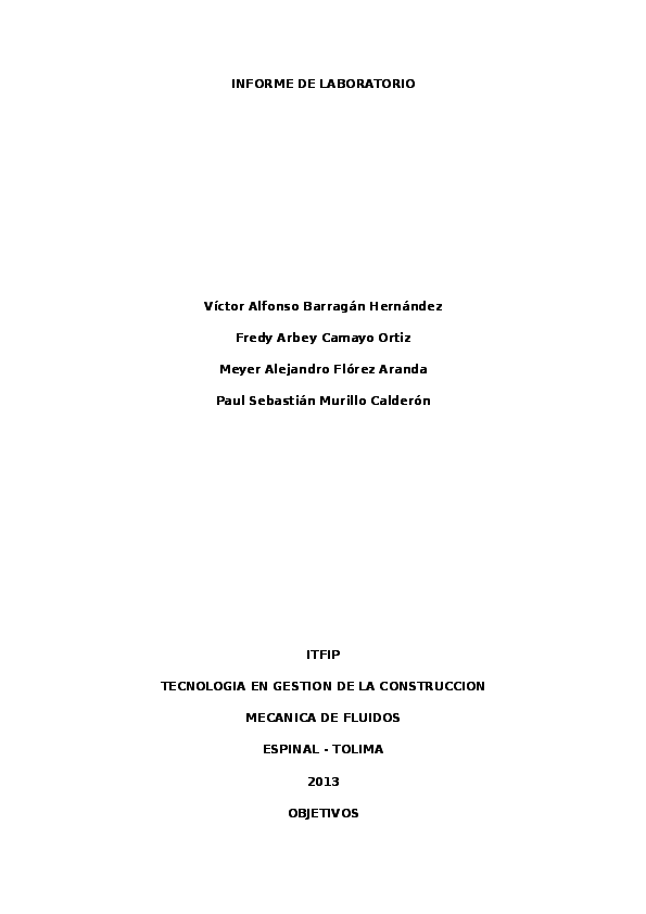 Doc Informe De Laboratorio De Mecanica De Fluidos
