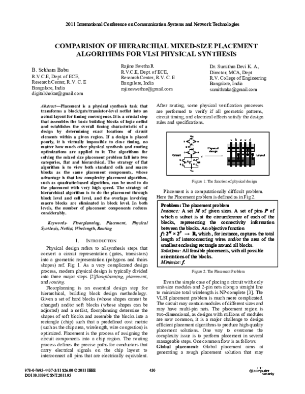 (PDF) COMPARISION OF HIERARCHIAL MIXED-SIZE PLACEMENT ALGORITHMS FOR VLSI PHYSICAL SYNTHESIS