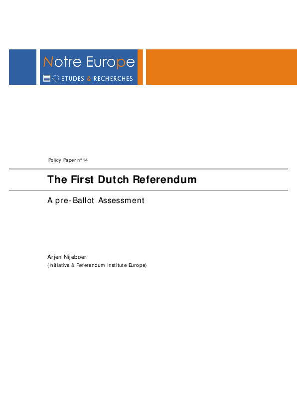(PDF) The first Dutch referendum: a pre-ballot assessment