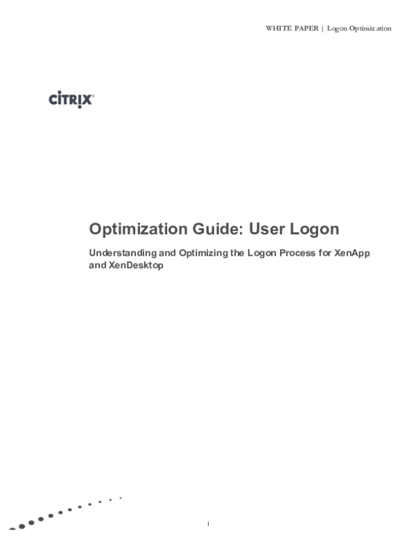 Pdf White Paper Logon Optimization Optimization Guide User Logon
