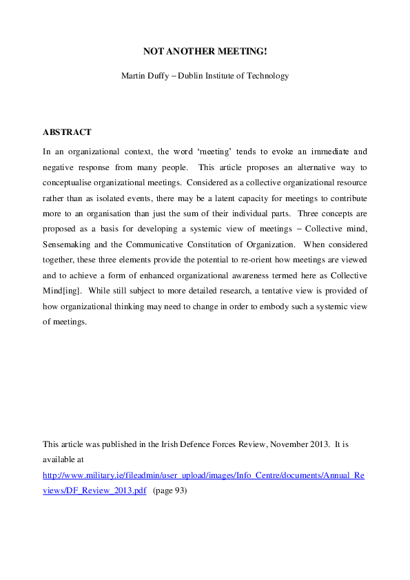 (PDF) Not another meeting!