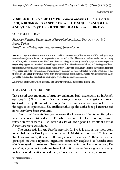 (PDF) visible deCline of limpet Patella caerulea l i n n a e u s, 1758 ...